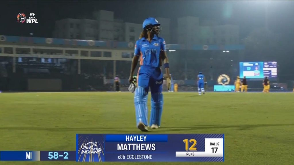 M10- UPW vs MI: Hayley Matthews Wicket