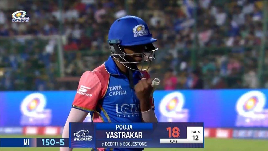 M06 - MI vs UPW: Pooja Vastrakar Wicket