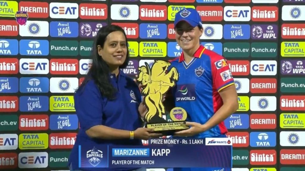 Match 4, UP Warriorz vs Delhi Capitals, Player Of The Match: Marizanne Kapp