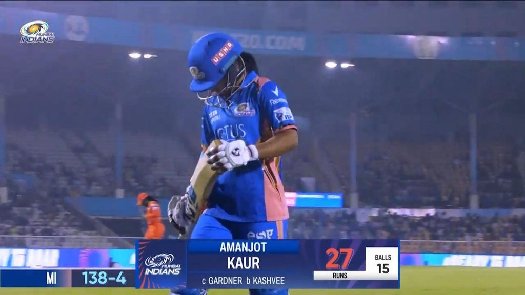 Wicket: Match 19, Mumbai Indians vs Gujarat Giants, WPL 2025: Amanjot Kaur Wicket